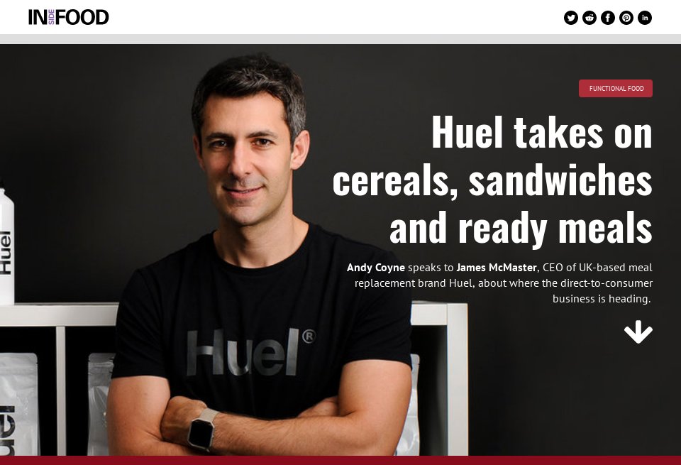 Huel takes on cereals, sandwiches and ready meals - Inside Food | Issue ...