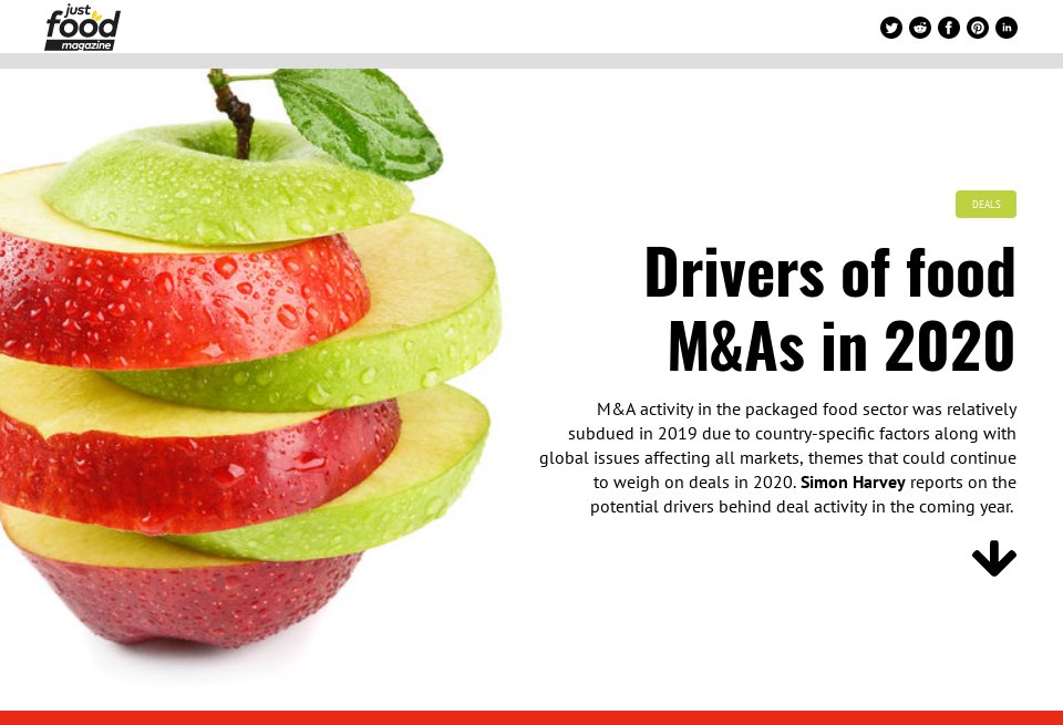 Drivers of food M&As in 2020 - just-food magazine | Issue 35 | February ...