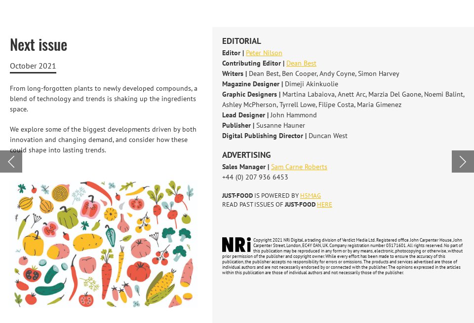 The food industry key list - Just Food | Issue 44 | August 2021