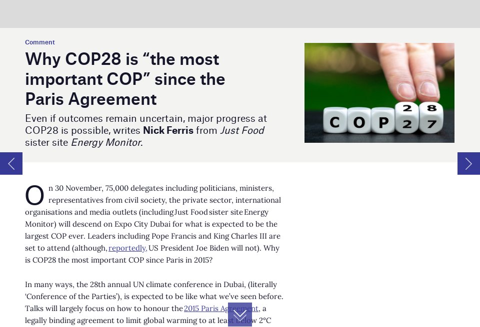 The importance of COP28 - Just Food | Issue 54 | December 2023