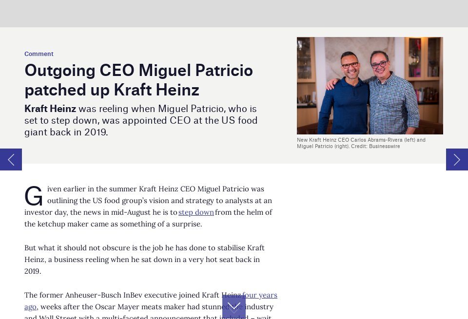Outgoing CEO Patricio patched up Kraft Heinz - Just Food | Issue 53 ...